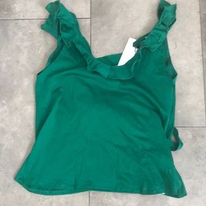 Mango | Tops | Mng Mango Emerald Green Ruffle Wrap Tank Top | Poshmark